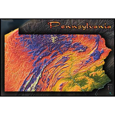 Pennsylvania Physical Wall Map